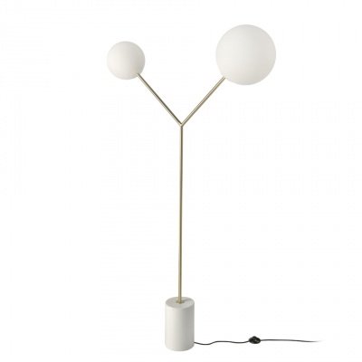 Piantana di Design Stile Anni 70 con 2 Sfere in Vetro e Base Marmo