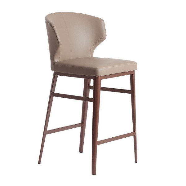 Sgabello di Design in Similpelle Visone con Struttura in Bronzo ...