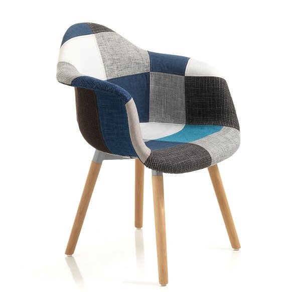 Poltroncina Moderna a Dondolo con Slitte e Tessuto Patchwork